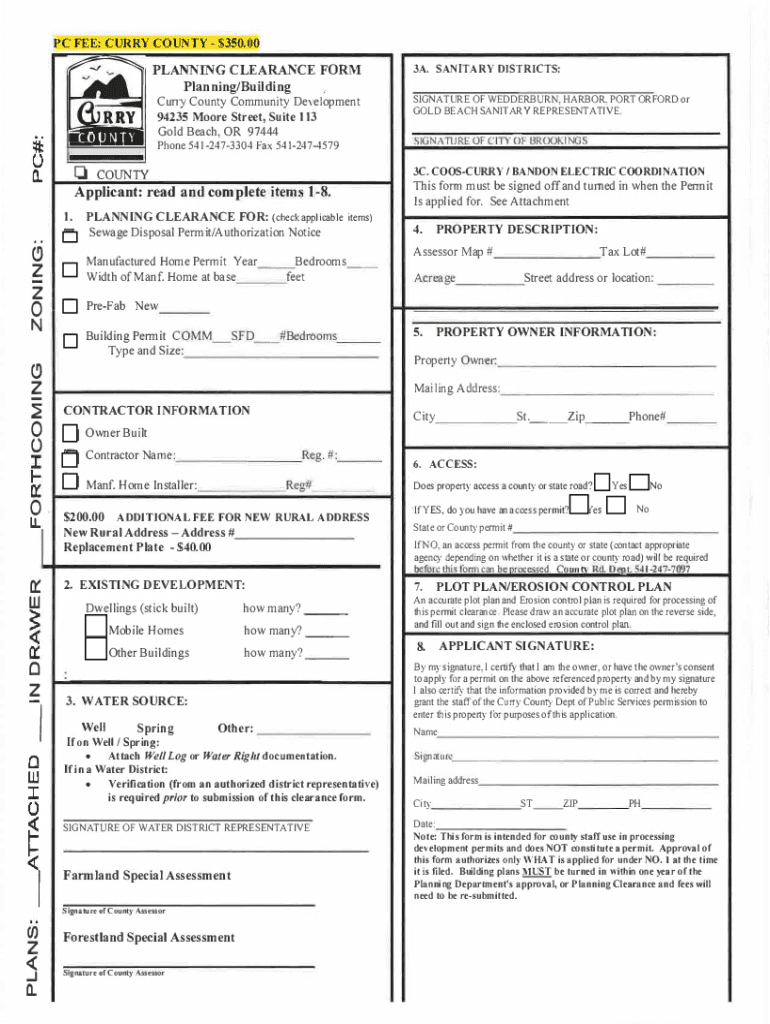 Fillable Online (PDF) PLANNING CLEARANCE APPLICATION REQUIREMENTS ...