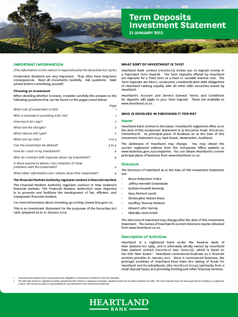 Fillable Online Term Deposits Investment Statement Fax Email Print ...