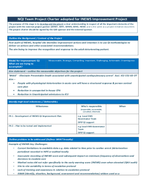 Fillable Online Project Charter - Institute for Healthcare Quality ...