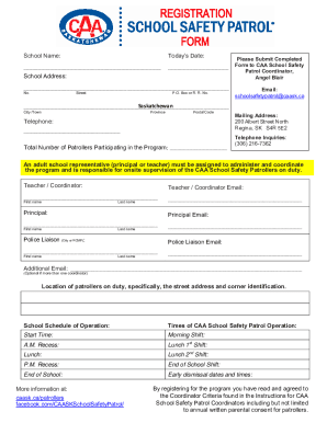 Fillable Online School Safety Patrol Registration Form Fax Email Print ...