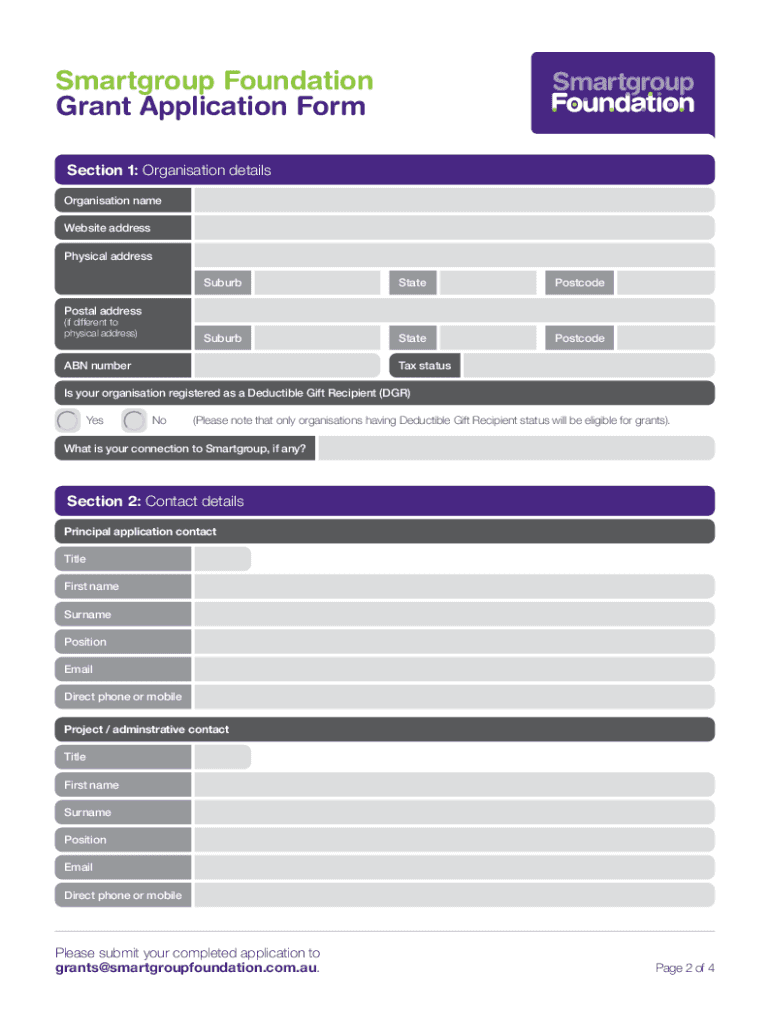 Fillable Online Smartgroup Foundation Grant Application Form Fax Email ...