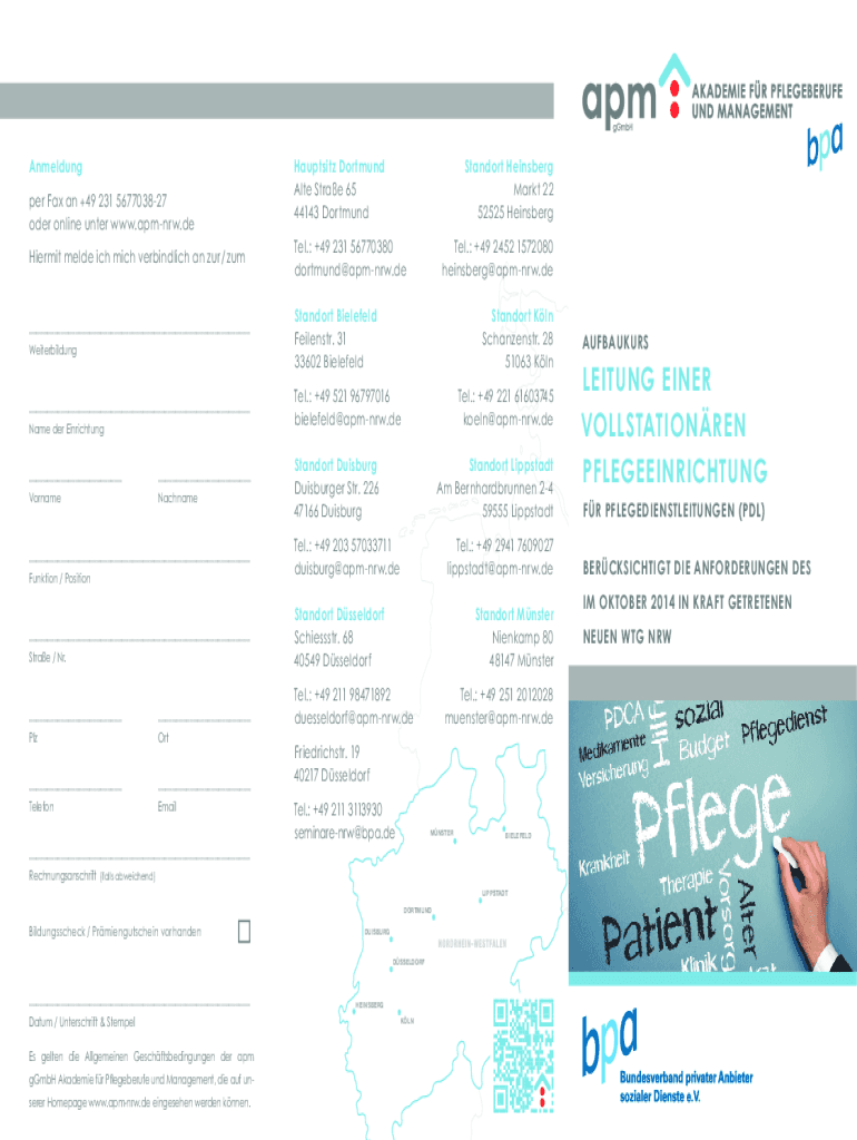 Ausfüllbar Online apm - Flyer - DIN lang - Einrichtungsleiter Fax Email ...