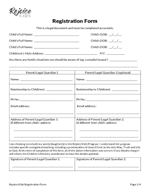 Fillable Online Rejoice Kids Registration Form Fax Email Print - pdfFiller