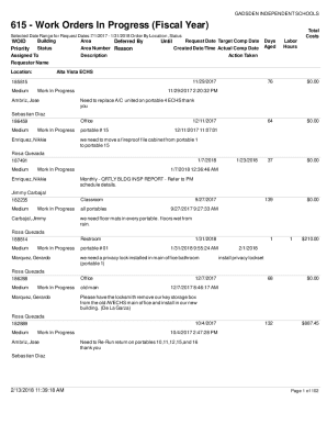 Fillable Online 196 - Work Orders In Progress (Fiscal Year) Fax Email ...