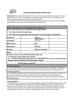 Fillable Online Drug Information System Access Form Fax Email Print ...