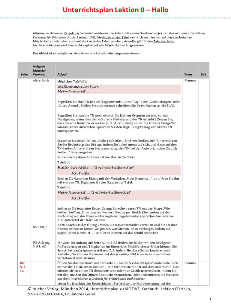 Ausfüllbar Online Unterrichtsplan Lektion 3 - PDF Free Download Fax Email Drucken - pdfFiller