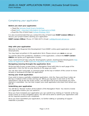 Fillable Online 2021-22 RADF APPLICATION FORMActivate Small Grants Fax ...