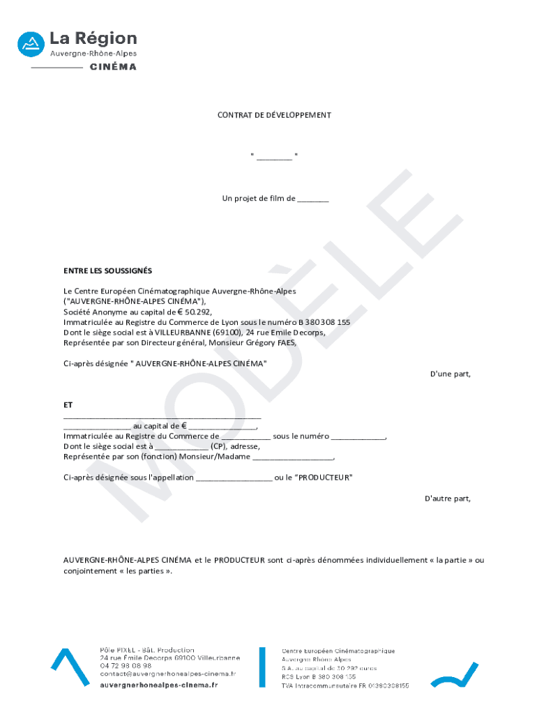 Remplissable En Ligne CONTRAT DE DVELOPPEMENT Fax Email Imprimer - pdfFiller