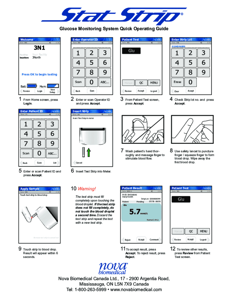 Fillable Online Glucose Monitoring System Quick Operating Guide Fax ...