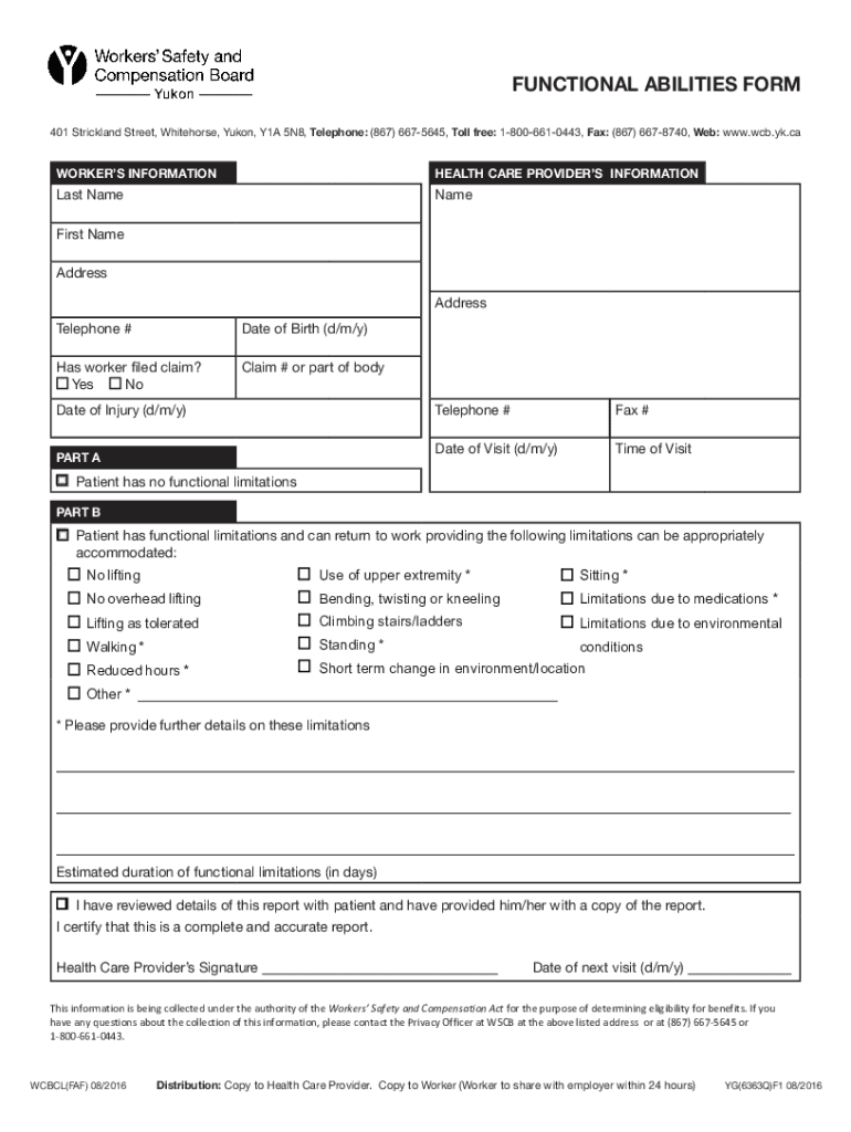 Fillable Online Functional abilities form (F-0044) Fax Email Print ...
