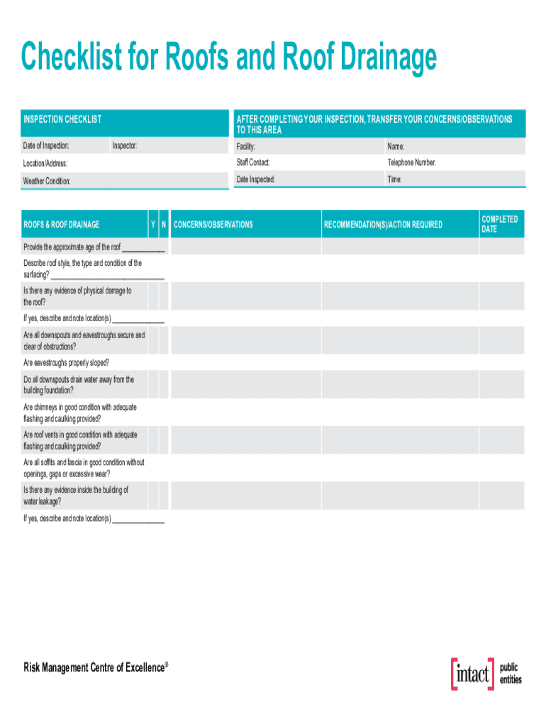 Fillable Online The Ultimate Roof Inspection Checklist for Industrial ...