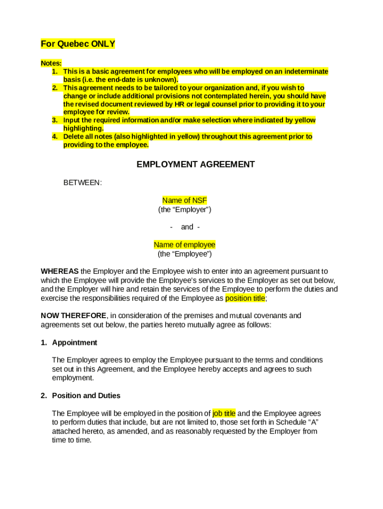 employment agreement - NSO Sharing Centre Doc Template | pdfFiller