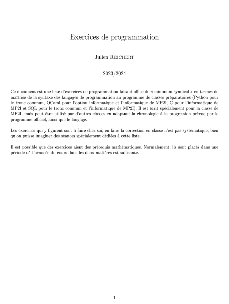 Remplissable En Ligne TP d'Informatique MP2I - Pages web de Julien ...