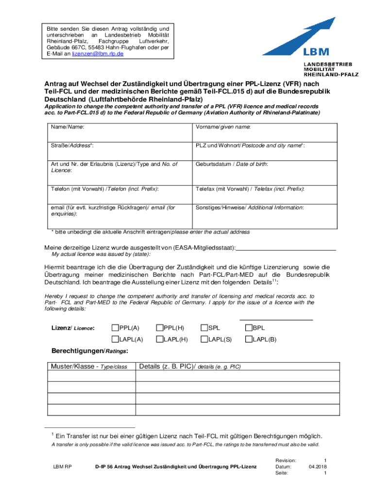 Ausfüllbar Online lbm rlp Antrag auf Erteilung einer Lizenz Fax Email Drucken - pdfFiller