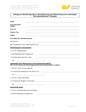 Ausfüllbar Online Antrag auf Genehmigung zur Durchfhrung und Abrechnung von Leistungen Fax Email ...