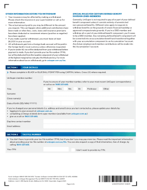 Fillable Online Super withdrawal form. Withdraw all or part of your ...