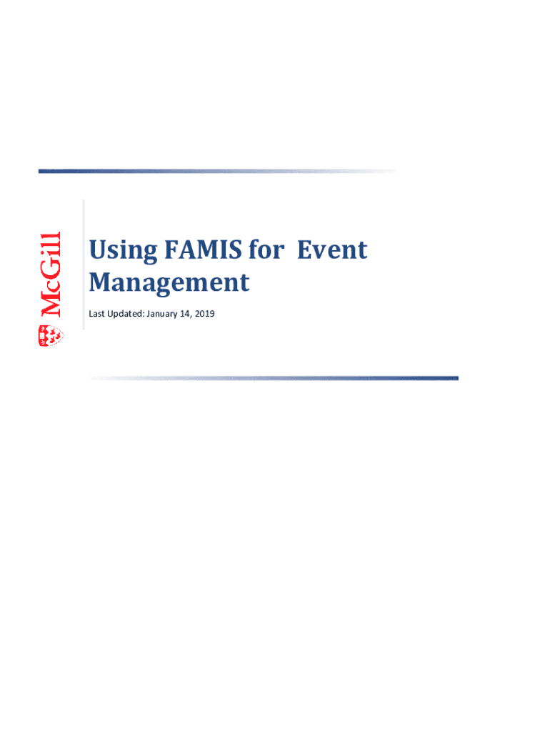 Fillable Online Using FAMIS for Event Management - forms - McGill ...