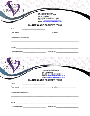 Fillable Online MAINTENANCE REQUEST FORM ... Fax Email Print - pdfFiller