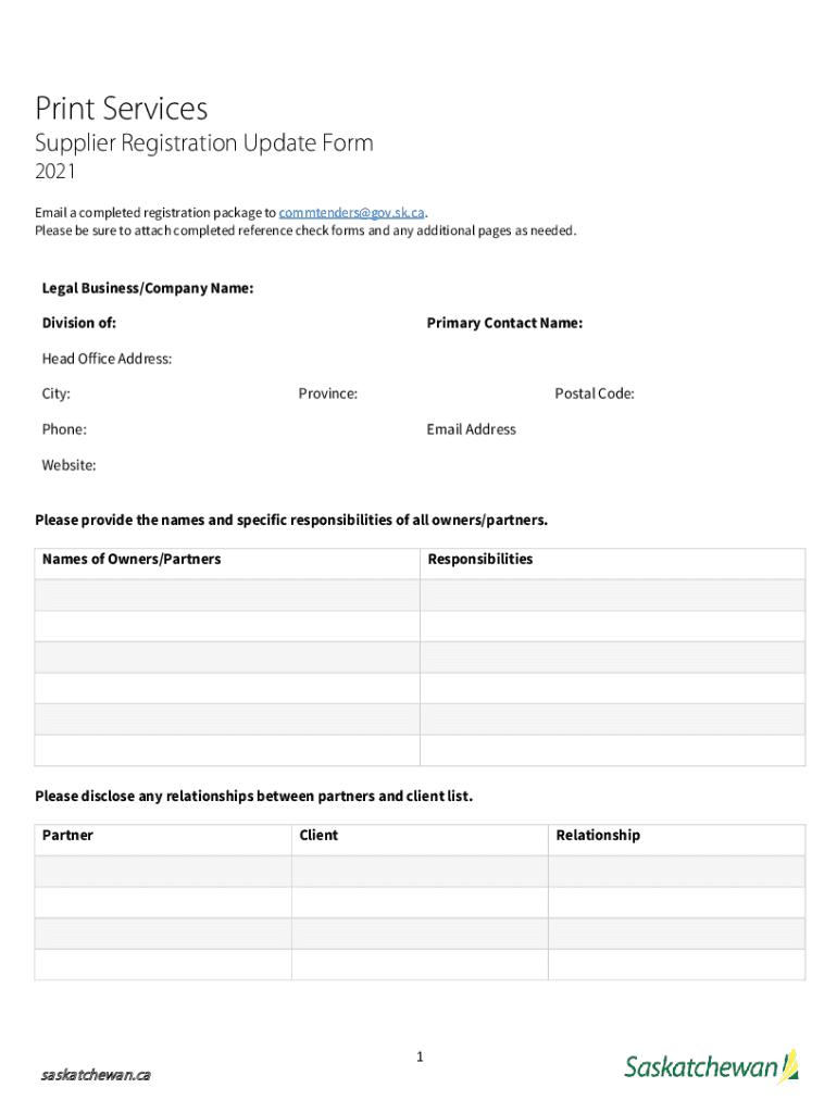 Fillable Online Communications Services - Supplier Registration Update ...