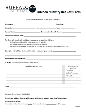 Fillable Online Kitchen Ministry Request Form Fax Email Print - pdfFiller