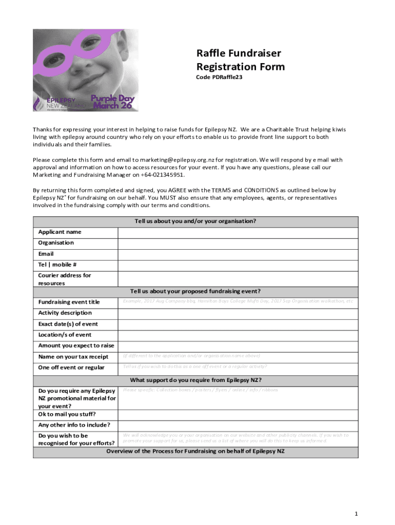Fillable Online Raffle Fundraiser Registration Form Fax Email Print ...