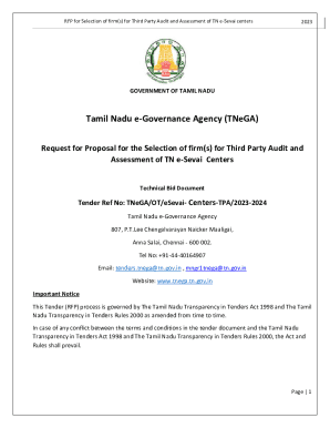 Fillable Online Tamil Nadu e Governance Agency tenders - TNEGA tenders ...