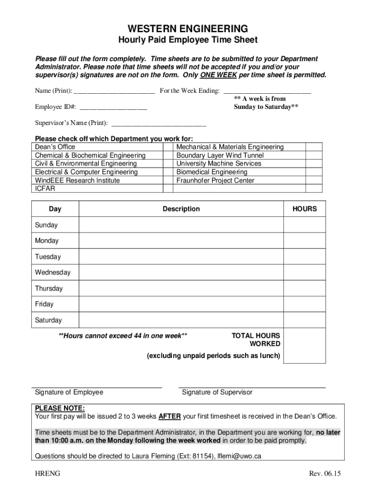 Fillable Online Hourly Paid Employee Time Sheet Fax Email Print - pdfFiller