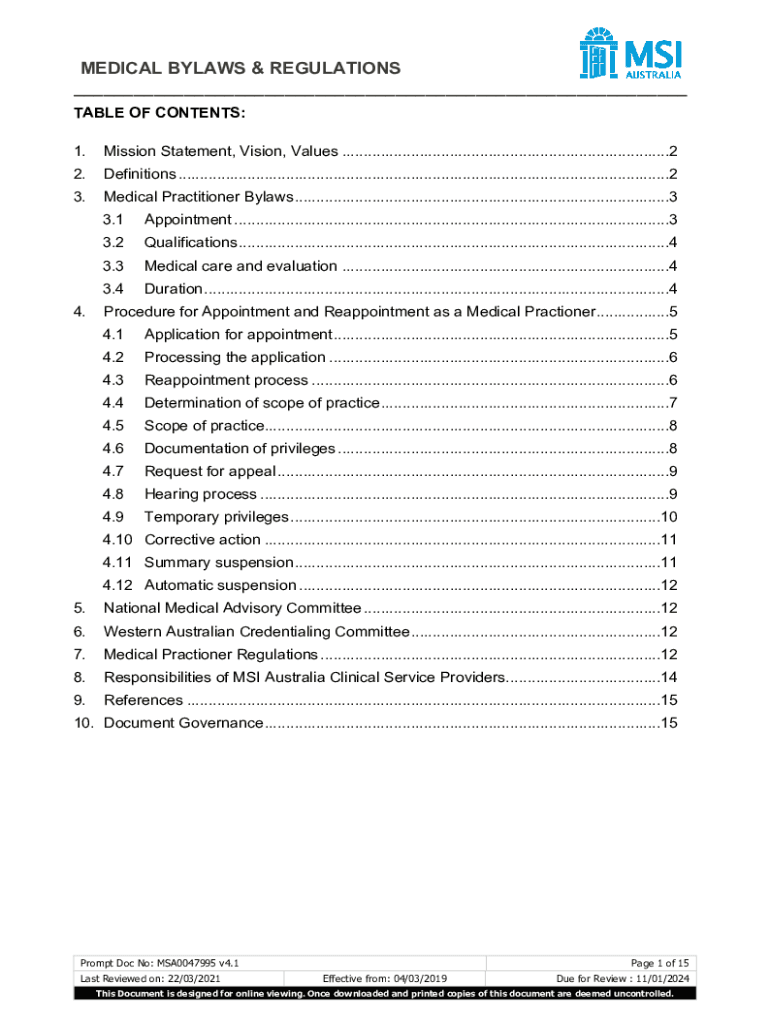 Fillable Online AMA Physician's Guide to Medical Staff Organization ...