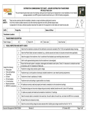 Fillable Online Distribution Commissioning Test SheetPDF Fax Email ...