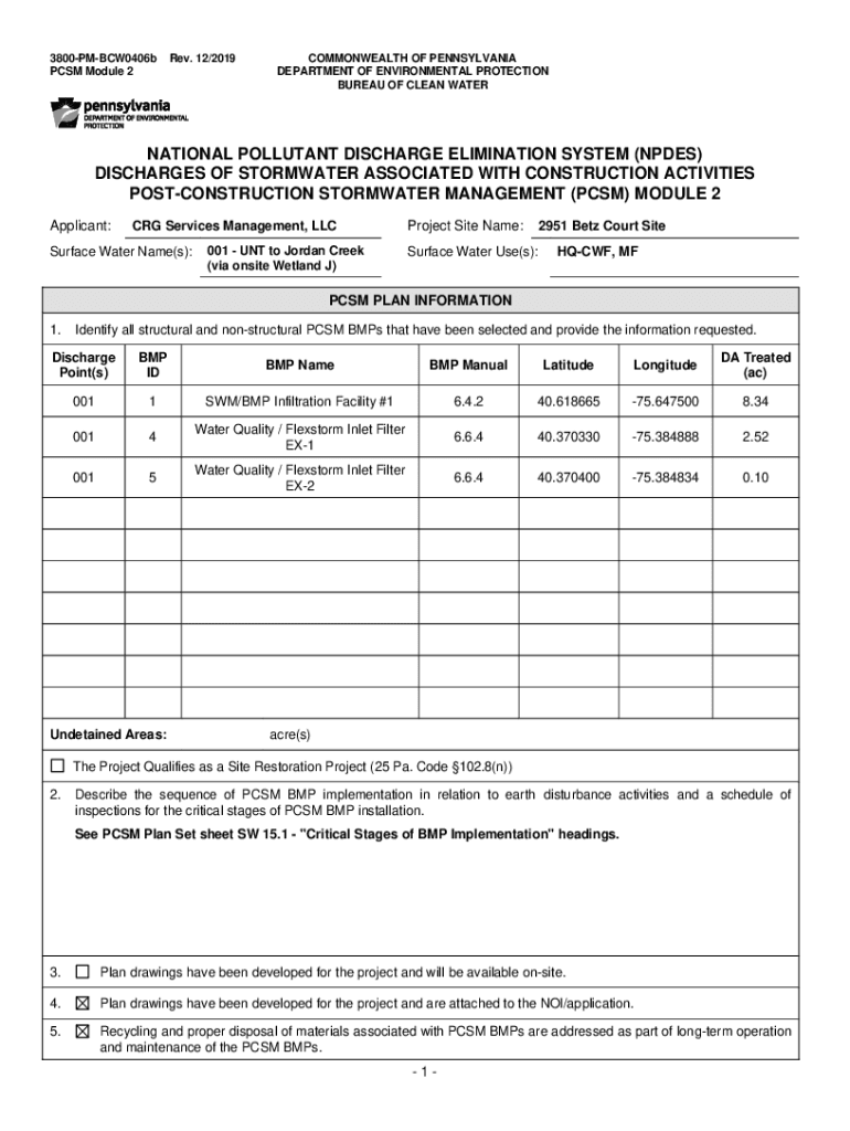 Fillable Online files dep state pa module 2 (npdes discharges of ...