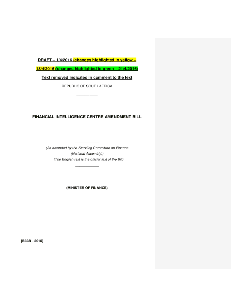 Fillable Online pmg org South Africa: Financial Intelligence Centre Act ...
