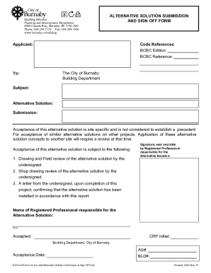 Fillable Online Alternative Solution Submission & Sign Off Form Fax ...