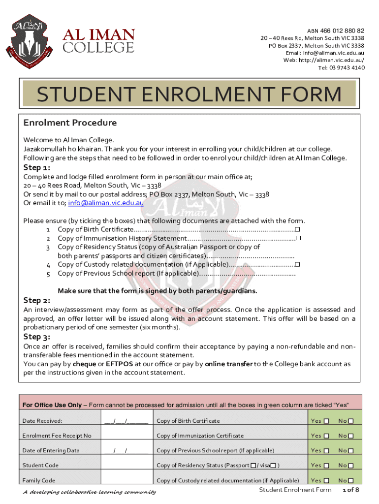 Fillable Online ELC ENROLMENT FORM - Melton Fax Email Print - pdfFiller