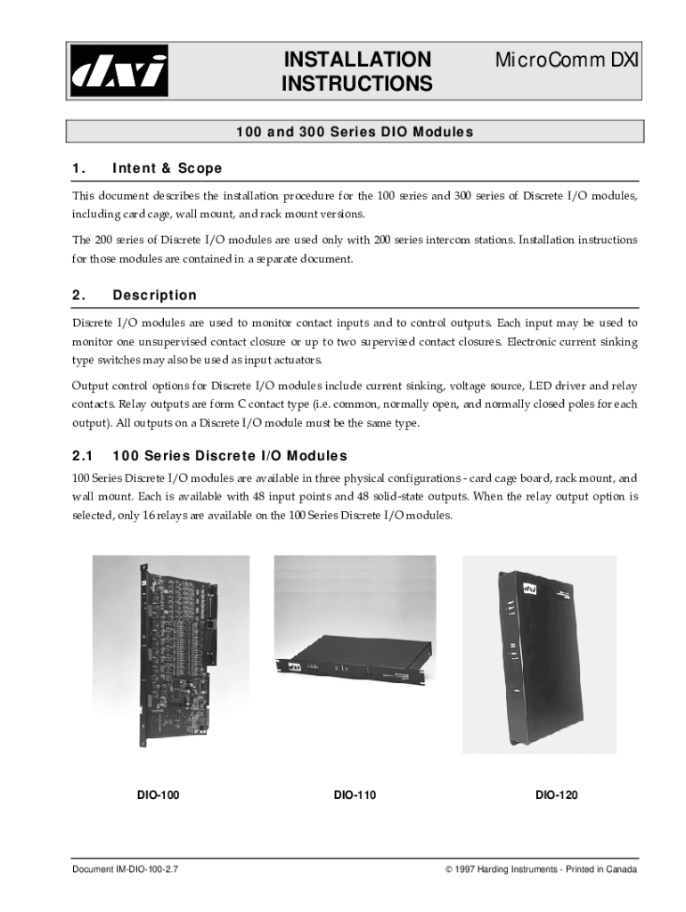 Fillable Online DXI MicroComm ACB-100 Installation Instructions Manual ...