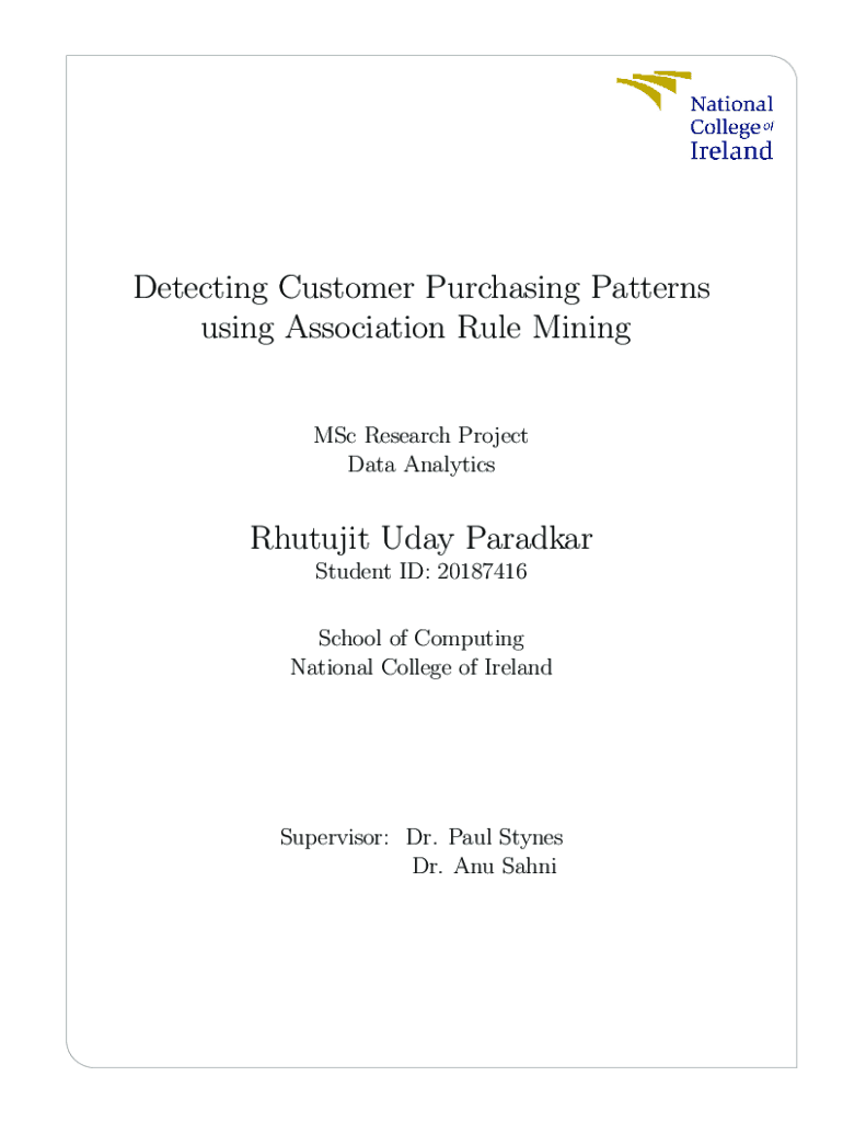 Fillable Online Detecting Customer Purchasing Patterns Using