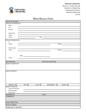 Fillable Online WORK REQUEST FORM - Winnipeg Fax Email Print - pdfFiller