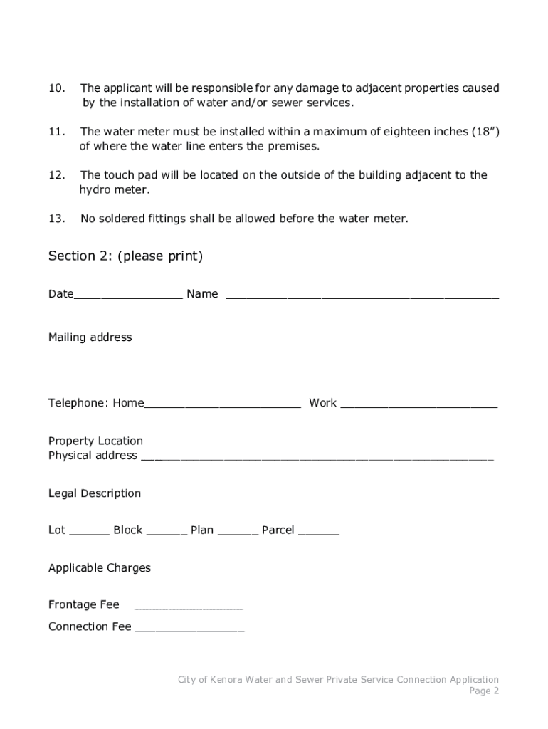 Fillable Online Water and sewer connection application. ... Fax Email ...