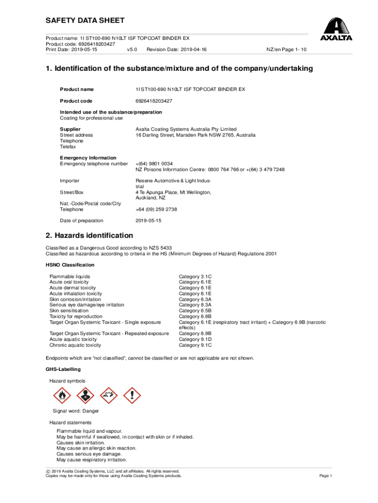 Fillable Online Safety Data Sheet. 2BRB-00005 NI 690 ISF BINDER Fax Email Print - pdfFiller