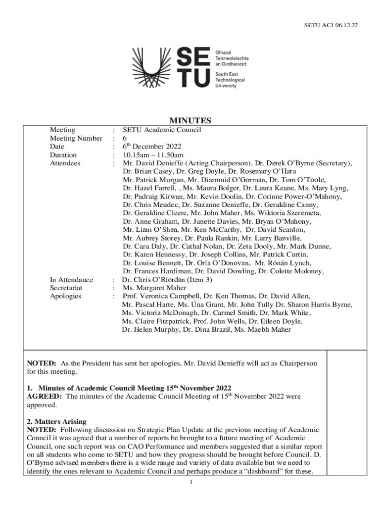 Fillable Online Academic Council - SETU Fax Email Print - pdfFiller