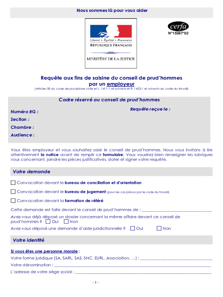 Remplissable En Ligne NOTICE Saisine du conseil de prud'hommes par un ... Remplissable En Ligne NOTICE Saisine du conseil de prud'hommes par un ...