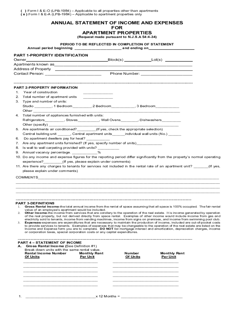 Fillable Online ANNUAL STATEMENT OF INCOME AND EXPENSES FOR ... Fax ...