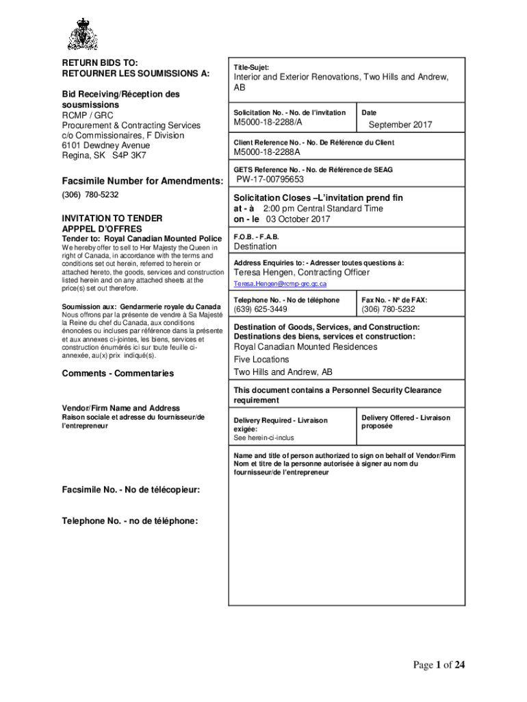 Fillable Online RETOURNER LES SOUMISSIONS A : Bid Receiving/Rception ... Fax Email Print - pdfFiller