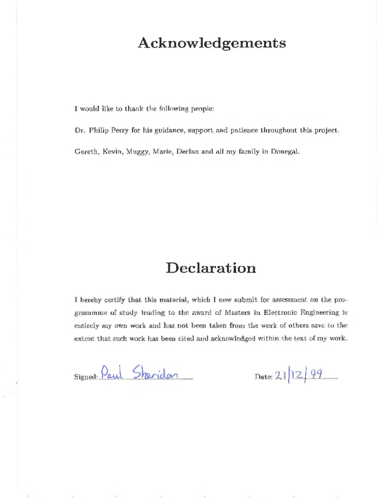 Fillable Online doras dcu Acknowledgements Declaration Fax Email Print ...