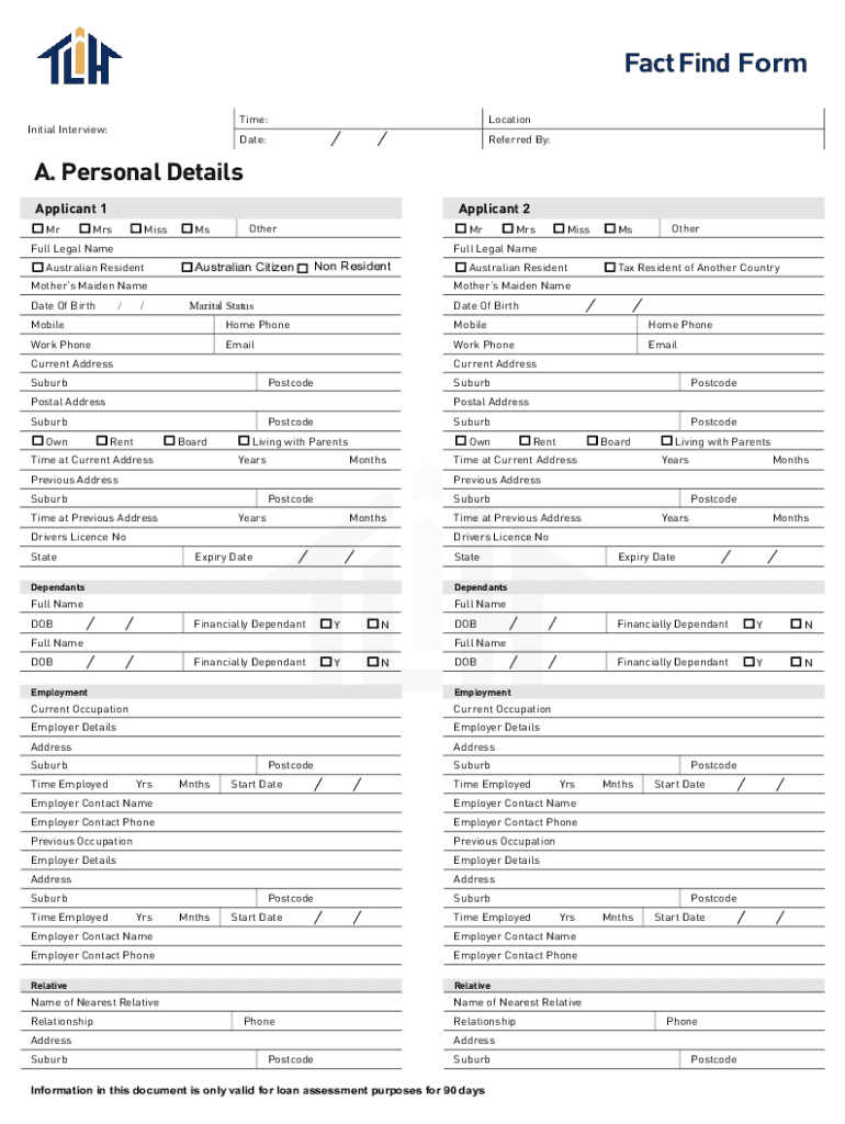 Fillable Online Fact Find Form Fax Email Print - pdfFiller