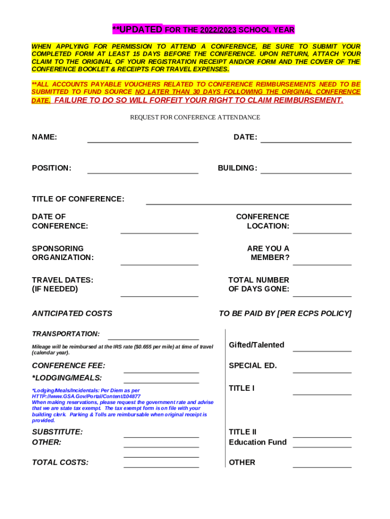 WHEN APPLYING FOR PERMISSION TO ATTEND A CONFERENCE, IT IS NECESSARY TO ...