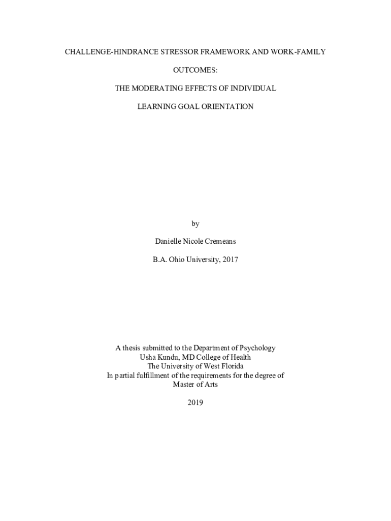 Fillable Online Challenge-hindrance stressor framework and work-family ...