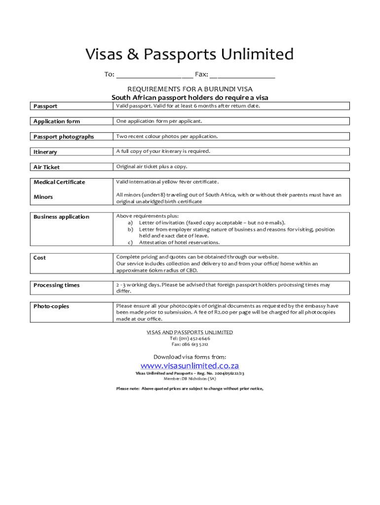 Burundi Visa Application Form - Fill Online, Printable, Fillable, Blank ...