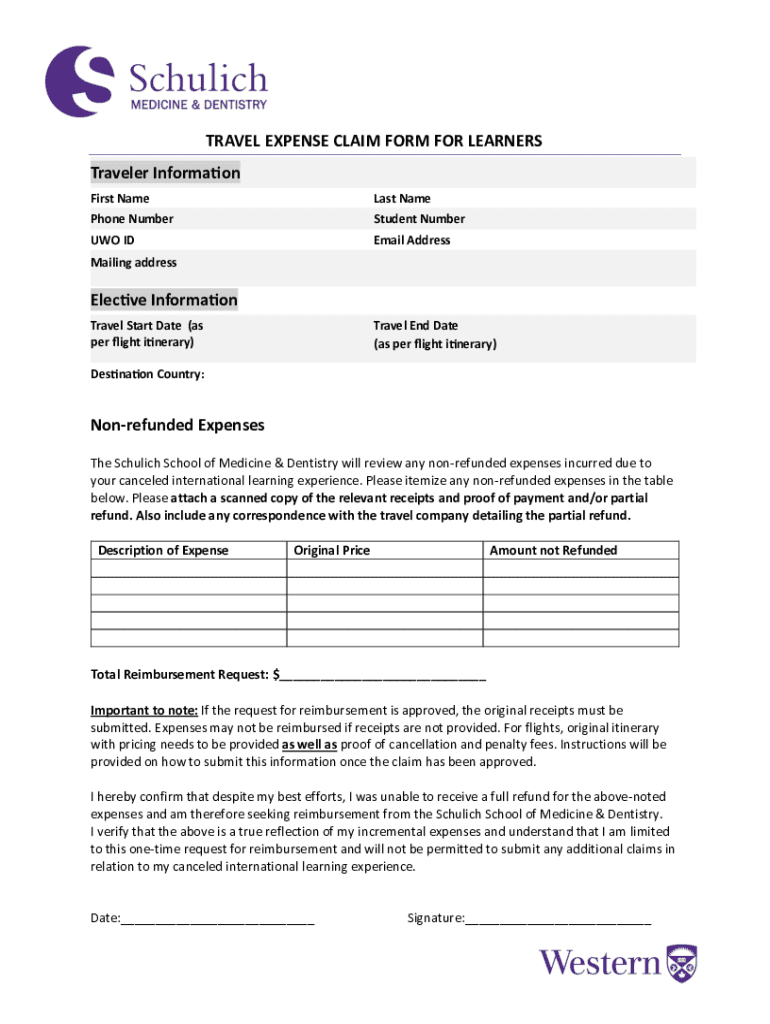 Fillable Online Travel Expense Claim Form - Learners v.3.docx Fax Email ...