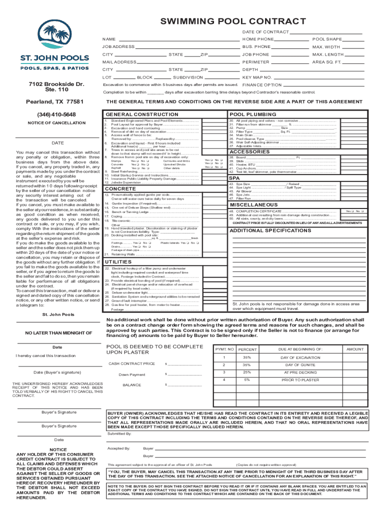 Fillable Online 32-1158.01 - Swimming pool; spa; construction contracts ...