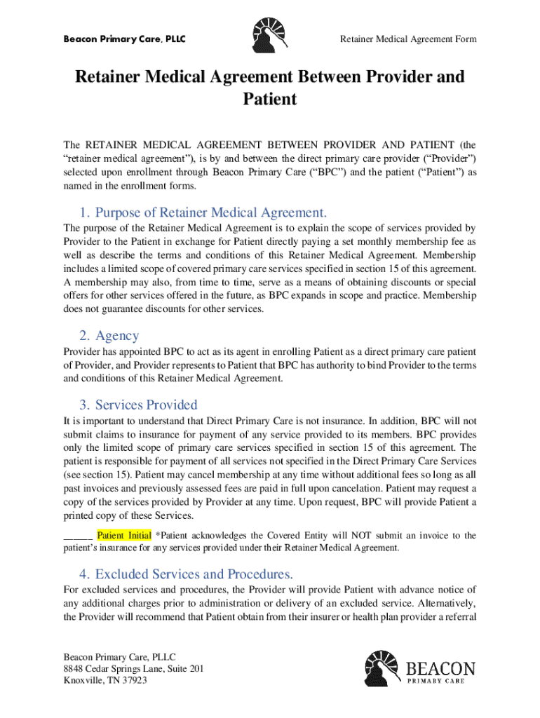 Fillable Online DIRECT PRIMARY CARE PATIENT AGREEMENT ... Fax Email ...